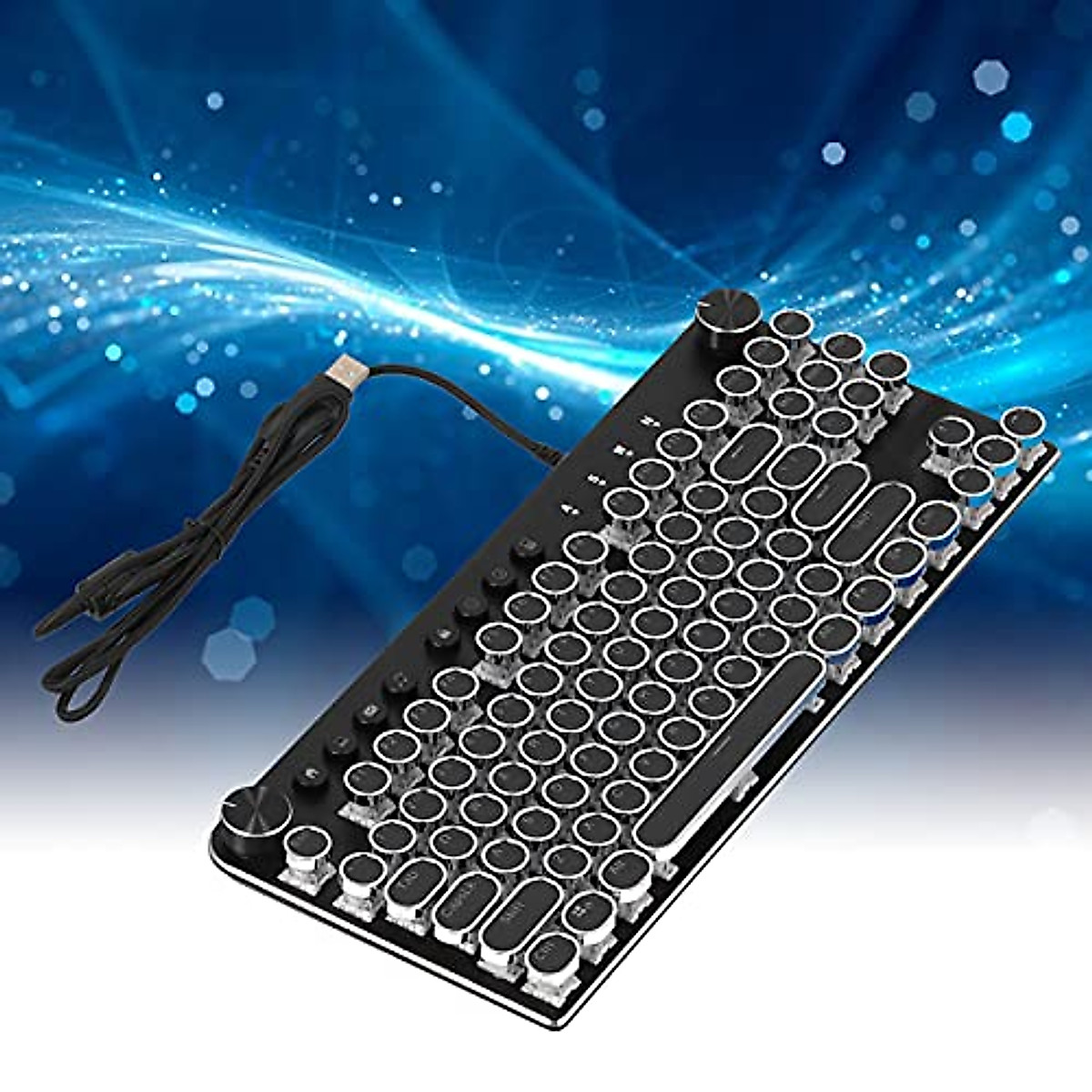 01 02 015 87 Keys Keyboard, Gaming Keyboard Ergonomic Design Plug and Play Portable Durable 87 Keys Layout for Office for Home