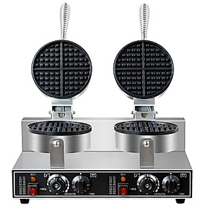Commercial Waffle Maker Double Waffle Maker,2600W Non-Stick Commercial Waffle Maker Stainless Steel Belgian Waffle Iron for Commercial/Household Kitchens, Cafes, Restaurants