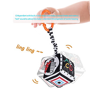 AIyMltd Baby Spiral Hanging Stroller, Black and White Car Seat Toys High Contrast Toy Newborn Sensory Plush Activity Toys for Bed Bassinet Crib Baby Carrier Gifts for 0 3 6 9 12 Months