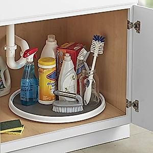 Copco 255-0186 Non-Skid Pantry Cabinet Lazy Susan Turntable, 18-Inch, White/Gray - 2555-0186