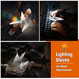 Jasee Led Flashlight Gloves, Gifts for Men Him Dad Husband, Cool Gadgets for men Hands-Free Waterproof Gloves for Night Fishing, Running, Camping, Men Gifts for Birthday Father's Day