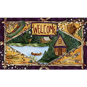Toland Home Garden 800041 Lakeside Welcome Summer Door Mat 18x30 Inch Fishing Outdoor Doormat for Entryway Indoor Entrance