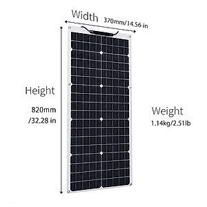XINPUGUANG 50W 12V Solar Panel Flexible Battery Charger Monocrystalline with PV Connector for RV Boat Cabin Tent Car (50w)
