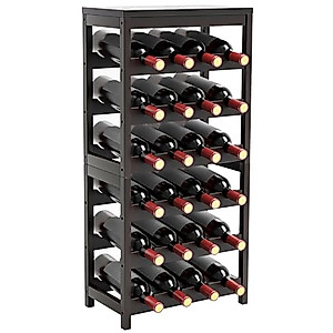 Purbambo 24-Bottle Wine Rack Freestanding Floor, 6-Tier Bamboo Wine Display Rack Storage Shelf with Table Top for Kitchen Dining Room Bar Cellar - Brown