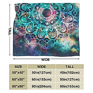 Galaxy Mandala Fleece Throw Blanket Plush Soft Throw for Bed Sofa, 80 in x 60 in