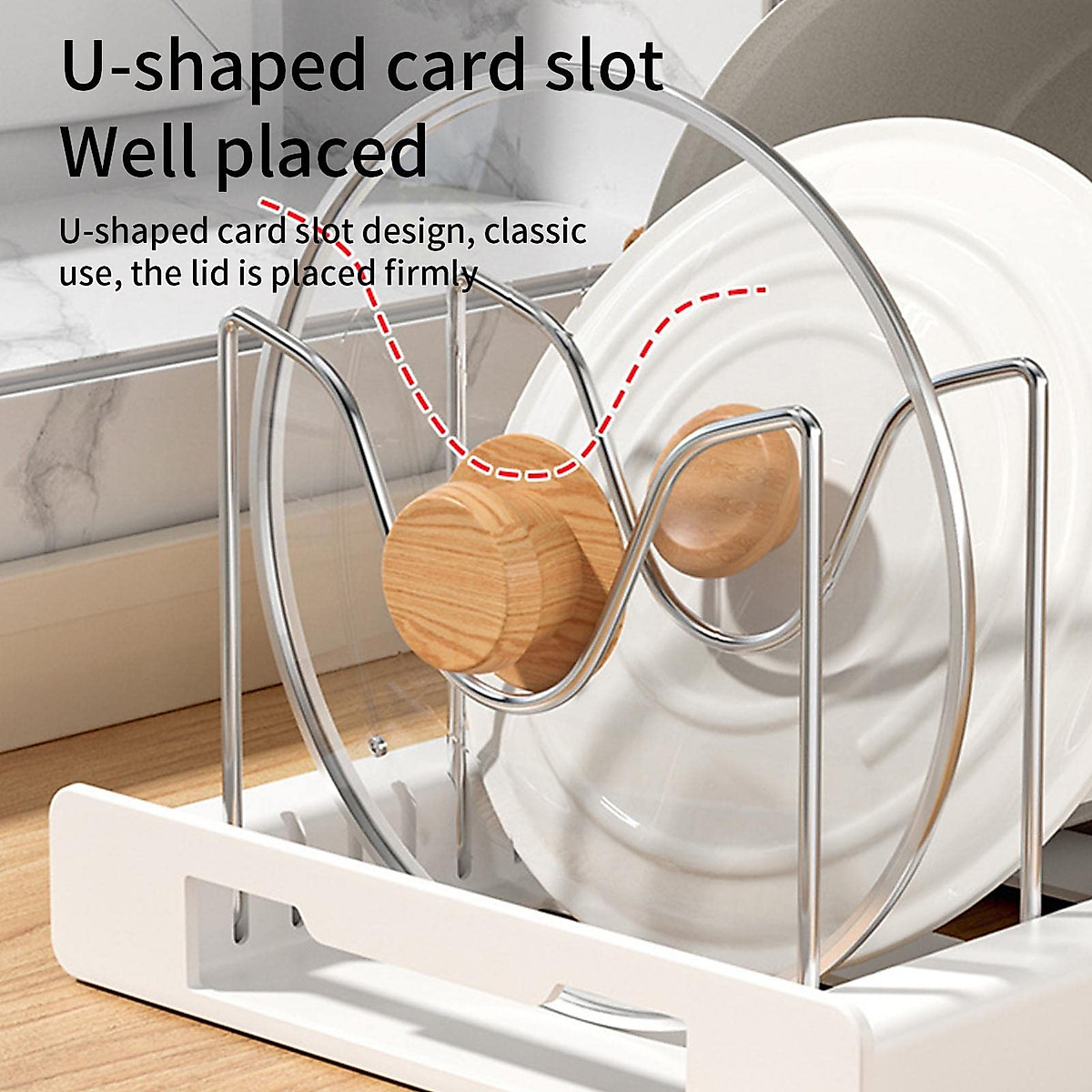 Pot Rack Organizer - Pan Holder Rack Kitchen,Pot Cabinet Organizer Pot Lid Organizer Holder 7 Adjustable Compartment for Cookware Cle-us