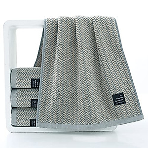 Pidada Hand Towels Set of 2 Wave Striped Pattern 100% Cotton Soft Absorbent Decorative Towel for Bathroom 13.4 x 29.1 Inch (Grey)