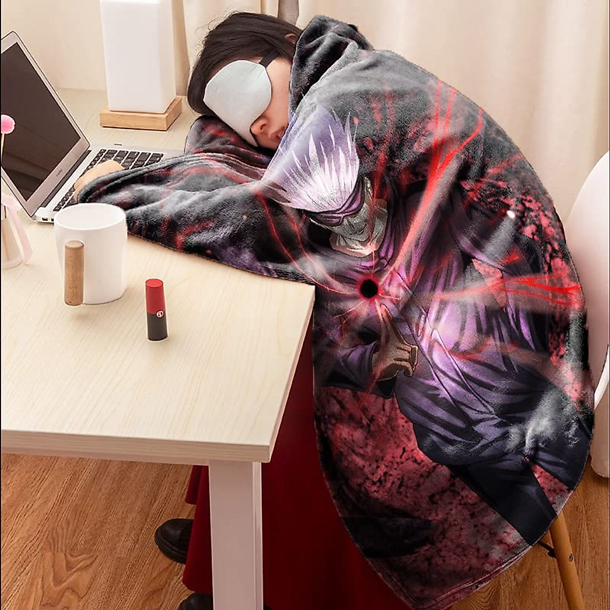 Gojo Satoru Anime Fleece Blanket,Jujutsu Kaisen Manga Ultra Soft Throw Blanket for Couch 80x60 inches