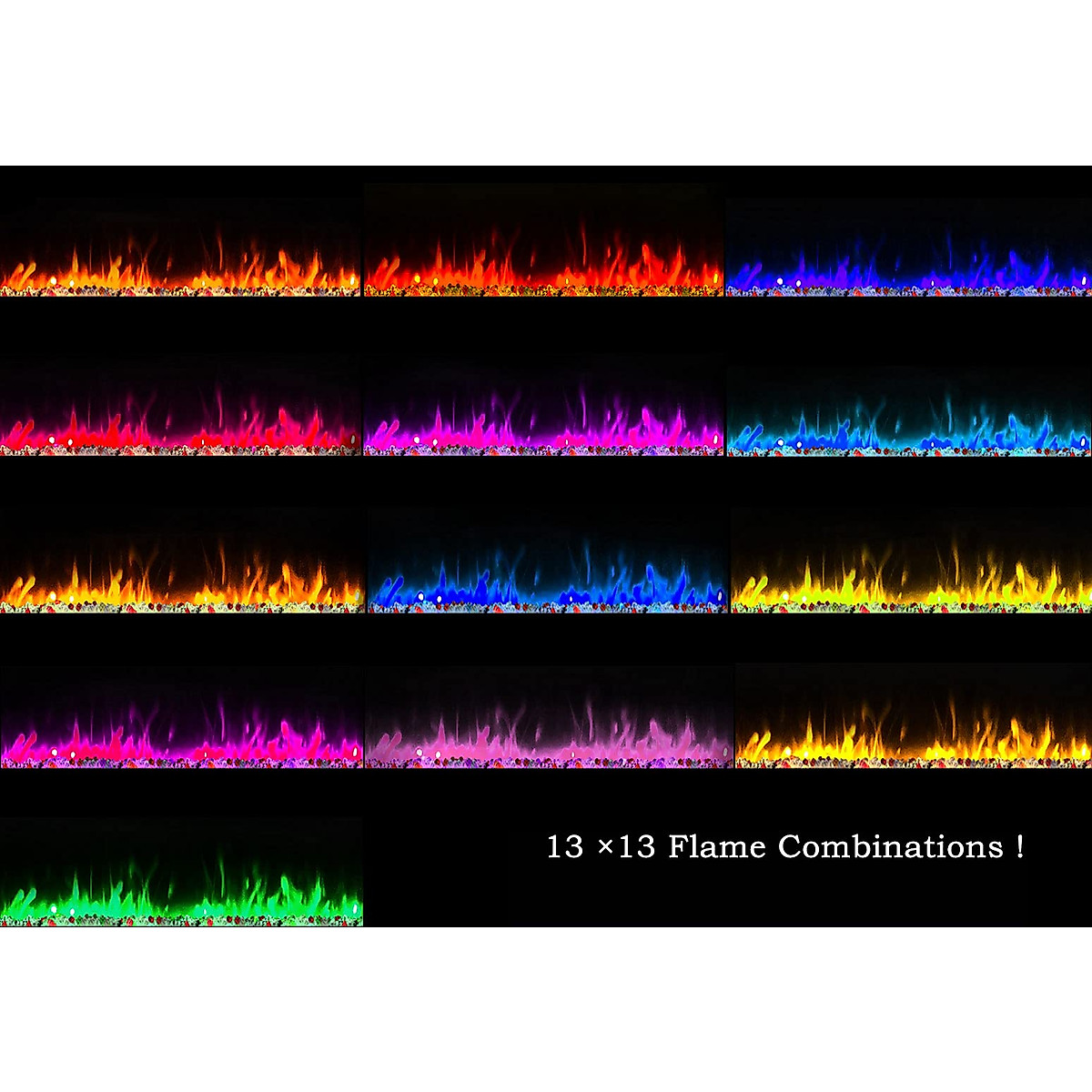 Cheerway 42 inch Electric Fireplace with Heater, Wall Mounted & Recessed Electric Fireplace Insert, Linear Wall Fireplace w/Thermostat, 13×13 Flame Color, Remote & Touch Control w/Timer, 750W/1500W