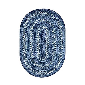 Homespice Denim Jute Blue 4x6' Braided Rugs Oval Rugs for Living Room, Bedroom Rug and Dining Room. Pet Friendly. Decor Styles- Farmhouse Rug, Rustic, Vintage, Cottage, Primitive, Country, Boho Rug