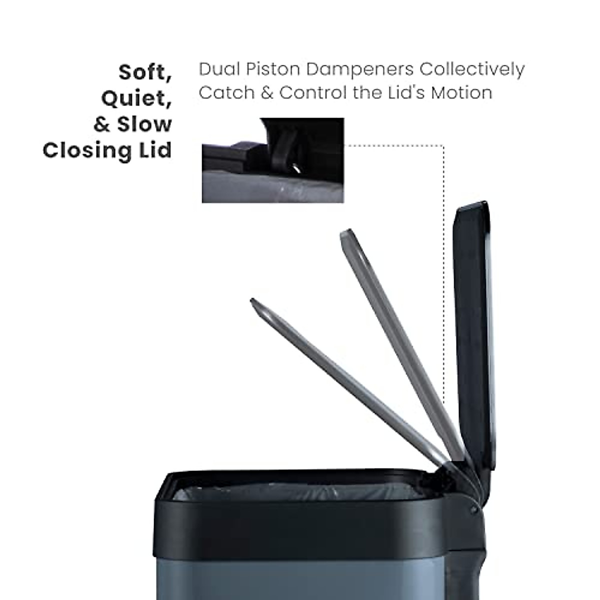 Home Zone Living 18.5 Gallon Large Capacity Kitchen Trash Can, Tall Stainless Steel Liner-Free Body, 70 Liter Capacity, Matte Black, Virtuoso Series