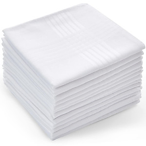 Ohuhu Handkerchiefs for Men, 13 Pack 100% Soft Cotton Hankerchief Cotton Machine Wash White Pocket Square for Suit - 16'' x 16'' Mens Handkerchiefs Hankies