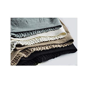 Minibee Women's Casual Linen Pants Elastic Waist Tapered Pants Trousers With Pockets Linen XL