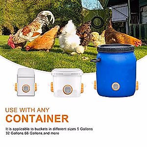 RTOSY DIY Chicken Feeder Port, 6 Pack No Waste Poultry Feeder Kit with Caps & Hole Saw, Rain Proof DIY Automatic Chicken Feeders for Buckets, Barrel, Bins (6 Ports & 1 Hole Saw)