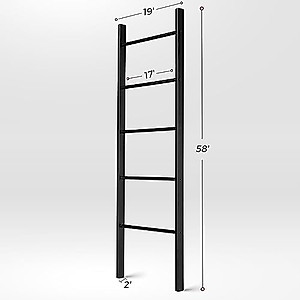 AFOOGA 5 Ft Wooden Blanket Ladder - Quilt Ladder for Bedroom | Wood Ladder Decor | Decorative Ladder for Blankets - Easy to Assemble | Wooden Ladder for Blankets | Farmhouse Ladder Blanket Holder