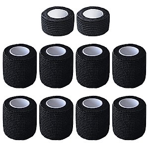 FEILIBAY 10 Pack Cohesive Bandage Wrap Self Adherent Vet Tape for Pets, Elastic Self Adhesive Wrap for Sports, Finger, Wrist, 2 Size (8Pack 2'' and 2Pack 1''), Black