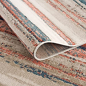 Bloom Rugs Modern Cream Multicolor Area Rug - Abstract Contemporary 10 ft Runner Rug for Entryways and Hallways (2'4" x 10')