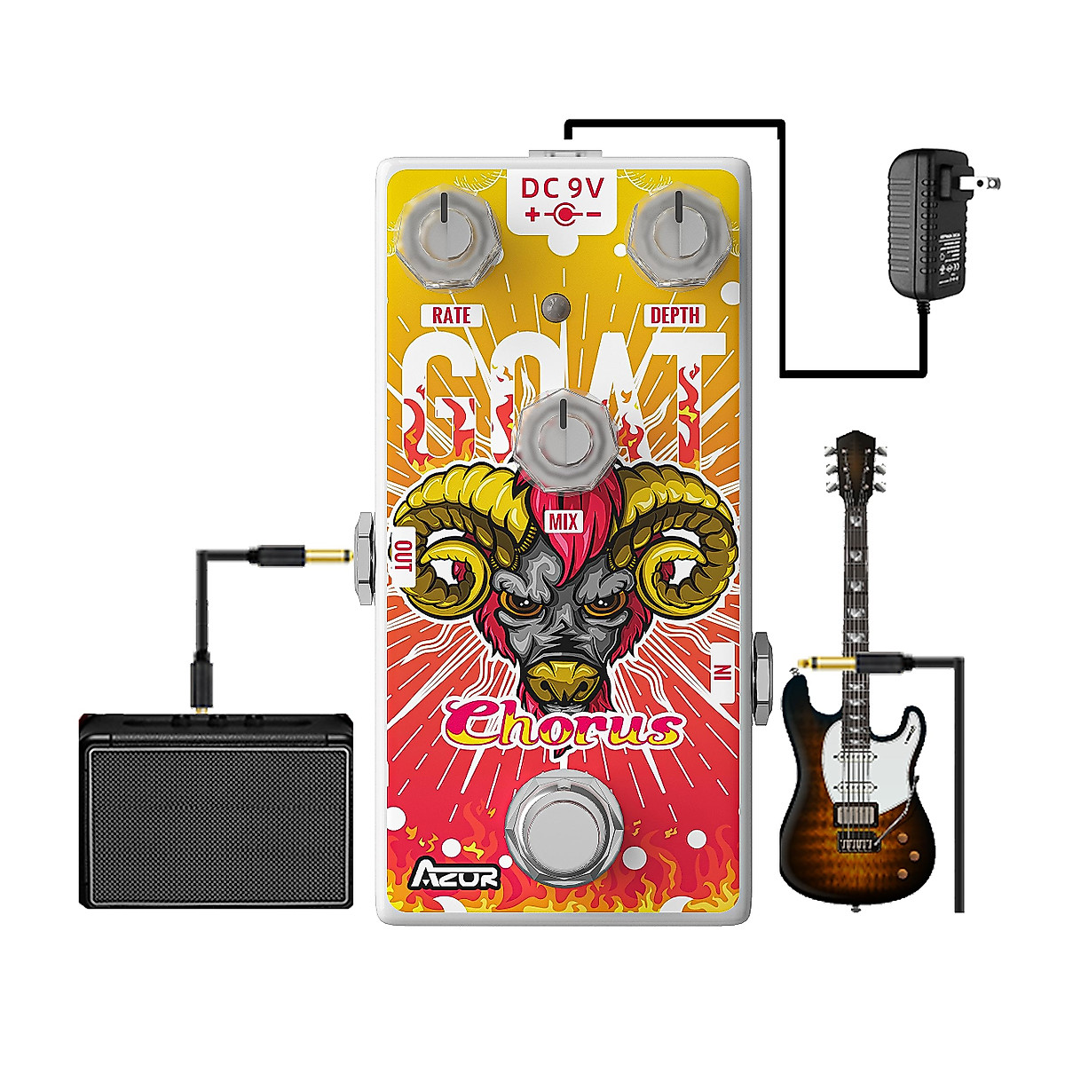 AZOR Chorus Guitar Effect Pedal Classic Goat Chorus Effects Pedal for Electric Guitar AP511