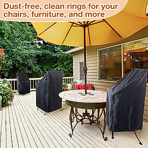 Woanger 8 Pcs Black Patio Chair Cover Outdoor Chair Cover 210D Oxford Cloth Waterproof Stacking Chair Cover High Back Lawn Chair Cover with Storage Bag for Protecting Furniture Chair 25 x 25x 47inch