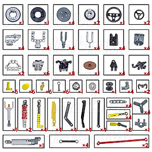 Habow 150pcs Technic-Parts Axle-Pin-Connector Compatible with Lego-Technic, Wheels Link Chain Steering Technic-Suspension Engine Technic Linear Actuator Shock Absorber MOC-Replacement-Pieces