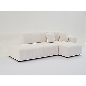 ERYE Oversized 2-Piece Right Facing Sectional Sofa Couch for Living Room, 104-Inch L-Shaped Wool Upholstered Channel Tufted Convertible Sofa&Couch with Left Chaise Daybed and Pillows