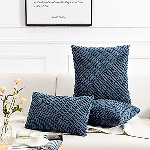 Fancy Homi 2 Packs Dusty Blue Decorative Throw Pillow Covers 18x18 Inch for Living Room Couch Bed, Rustic Farmhouse Boho Home Decor, Soft Corss Corduroy Twill Textured Square Cushion Case 45x45 cm