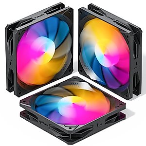 upHere 120mm Black Computer Case Fan,Motherboard Sync Fan,High Airflow,Speed Adjustable, ARGB Fan with Fan Hub and Remote,Low Noise Hydraulic Bearing Long Life Up to 40,000 Hours-3 Pack,NK1206-3