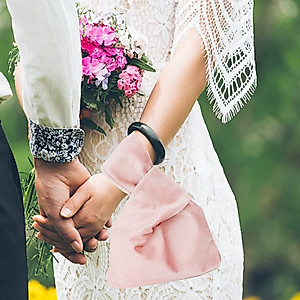 Muka Velvet Knot Wristlet Bag, Elegant Clutch Bag, Portable Knot Pouch (Black)