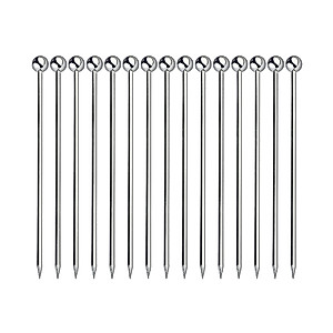 15PCS Cocktail Picks, Metal Stainless Steel Cocktail Toothpicks, Reusable Cocktail Skewers, Garnish Picks Bloody Mary Skewers, Metal Martini Picks for Olives Appetizers Fruit (Silver/4.3 Inches)