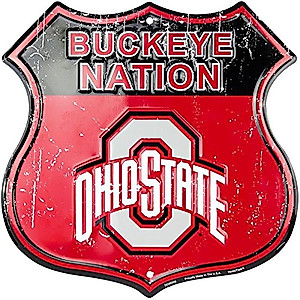 Hangtime Ohio State University Buckeyes Sports Team Decorative Sign Metal Wall Mount 6 inches x 12 inches