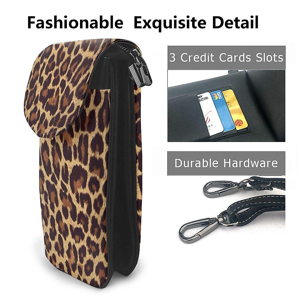 YongColer Fashion Small Cellphone Crossbody Shoulder Bag Leopard Print Cell Phone Purse Wallet Lightweight Roomy Pockets Smartphone Bag For Women Girls Teens