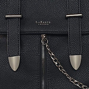 LaBante Leather Designer Backpack Rucksack Shoulder Travel Bag for Women with Adjustable Strap Peta Approved Vegan Sustainable- Black, Agnes