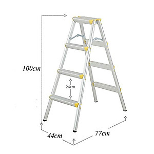 PENGJIE Folding Ladder Step Stool Ladder Stool 4 Step Folding Aluminum Heavy Duty Steel Portable Anti Slip Mat Tread Compact 150 Kg Capacity