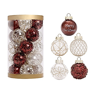 25PCS Christmas Balls Ornaments, Mini Ball Christmas Decorations for Xmas Christmas Tree, Shatterproof Christmas Tree Decorations Hanging Ball Set for Holiday Wedding Party Decoration(#1)