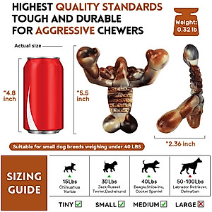 MOXIKIA Puppy Dog Chew Toy,Dog Bone for Aggressive Chewers,Bacon Flavor,Indestructible Tough Puppies Dog Toys,Teeth Cleaning and Training Puppy Supplies,Dog Chew Stick for Small Breed