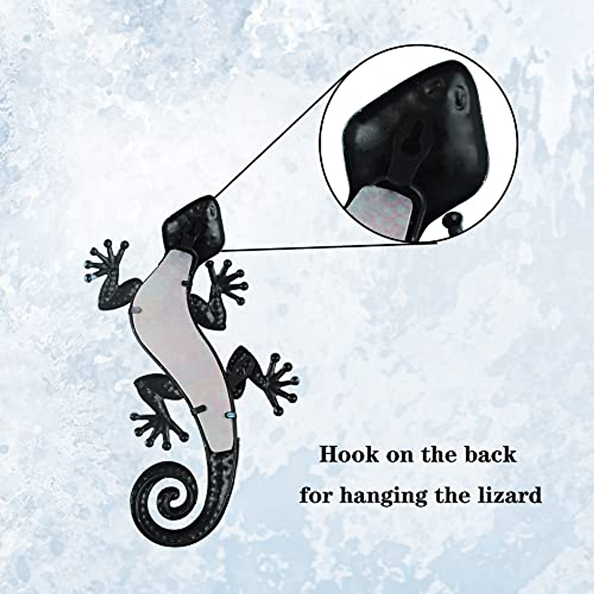 LIFFY Metal Gecko Wall Decor Indoor Room Home Glass Wall Hanging Sculpture Decorations Outside Lizard Garden Art Decorative Ornaments for Patio,Fence,Yard - Set of 2