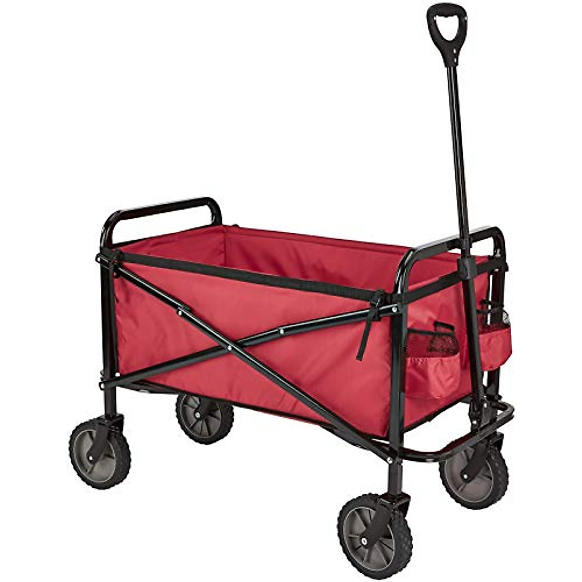 Amazon Basics Collapsible Folding Outdoor Utility Wagon with Cover Bag, Red
