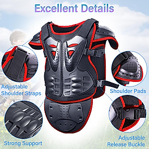 StarknightMT Upgraded Kids Motorcycle Armor Suit Teen Dirt Bike Gear Riding Protective Set for Cycling, Skateboarding, Skiing, Skating, Off-Road (Red)
