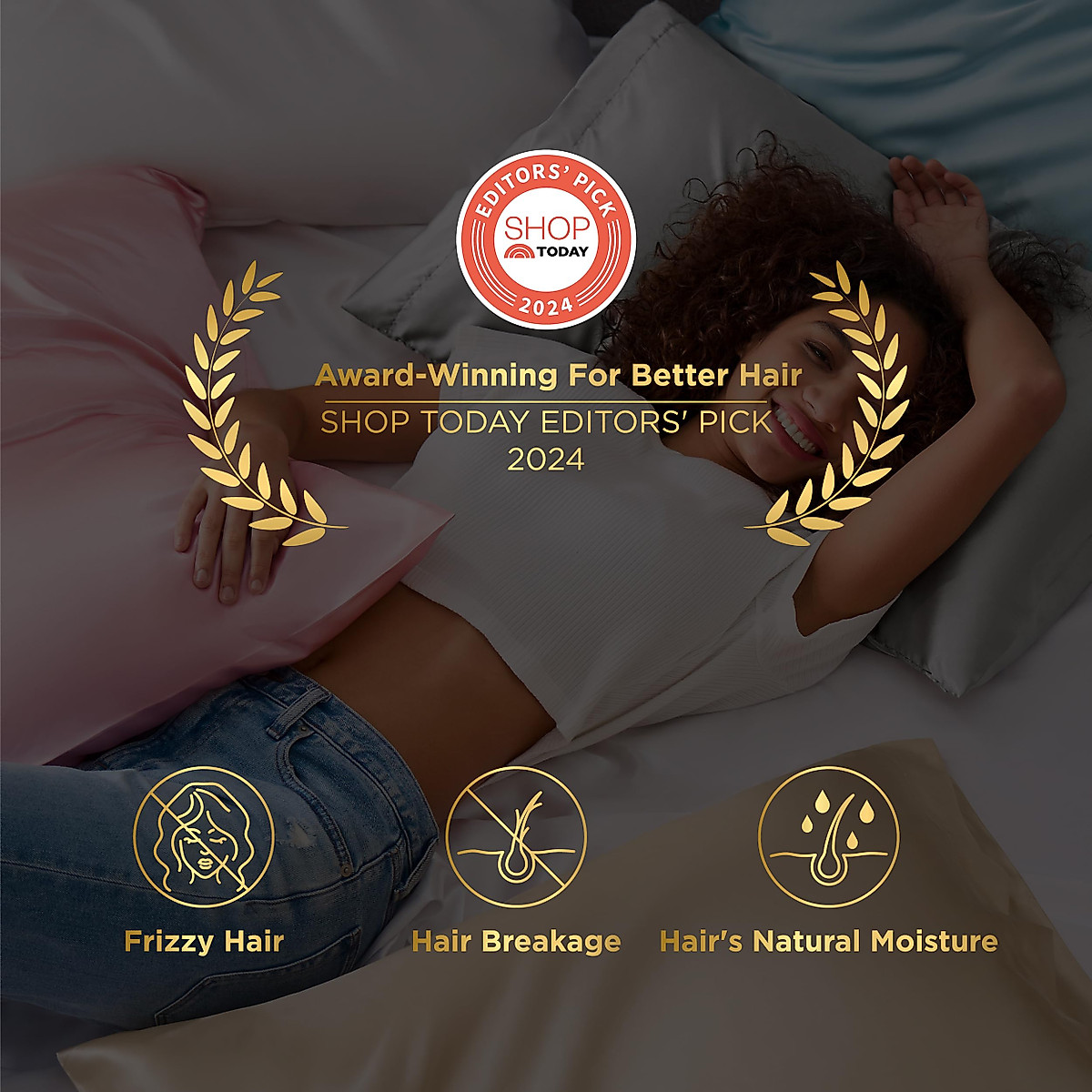 Bedsure King Size Satin Pillowcase Set of 2 - Black Silky Pillow Cases for Hair and Skin with Envelope Closure, Similar to Silk Pillow Cases, Gifts for Women Men, 20x36 Inches