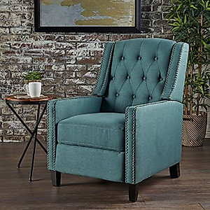 GDFStudio Izaak Tufted Back Fabric Recliner Chair (Dark Teal)