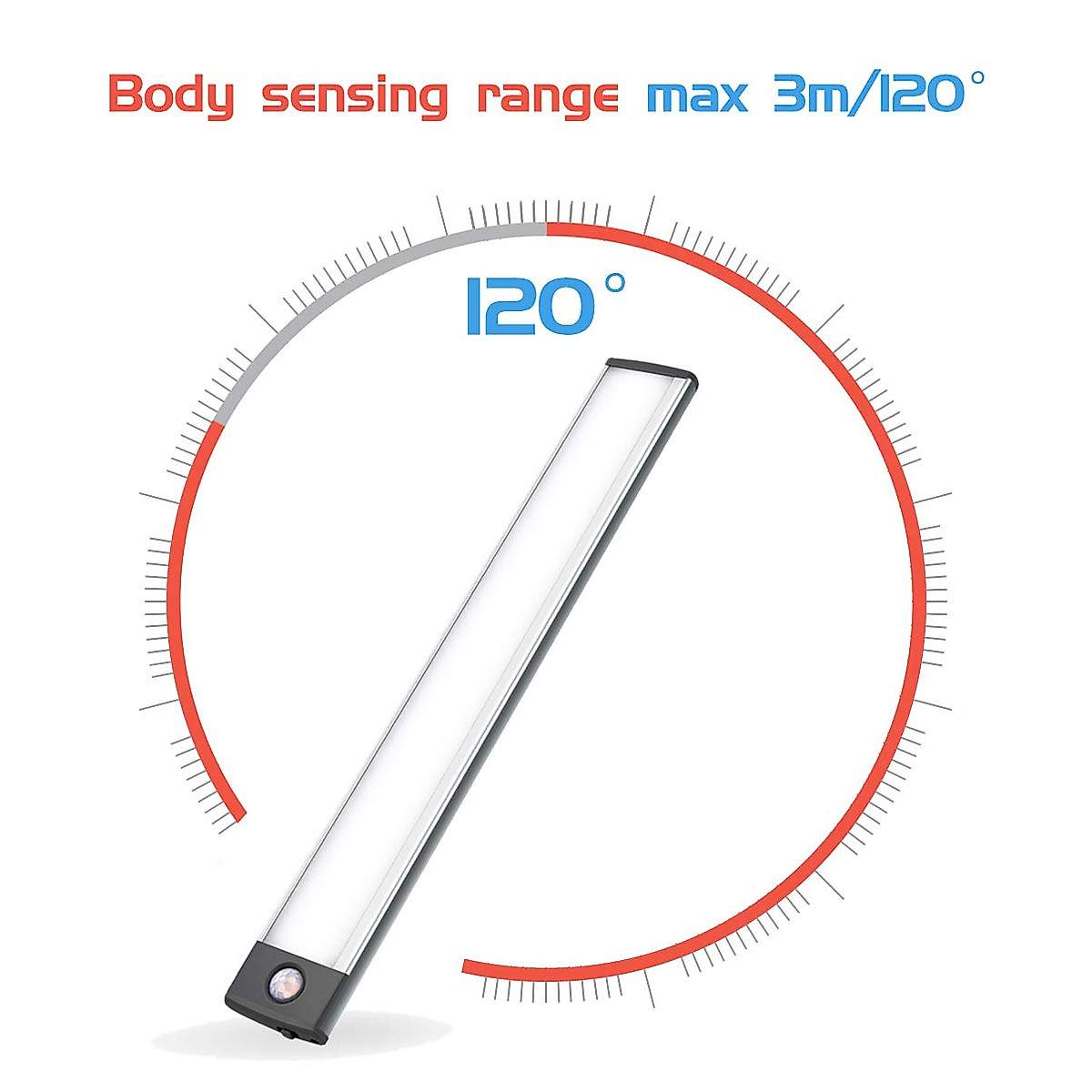 LEPOTEC 54 LED Under Cabinet Light, Pantry Light, Camper/Caravan Light,2500mah Rechargeable Wireless Motion Sensor Closet Light, Ultra Thin, Glare-Free Lighting for Removable Anywhere （1 Pack）