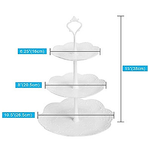 Coitak 3 Tier Cupcake Stand, Plastic Tiered Serving Stand, Dessert Tower Tray for Tea Party, Baby Shower and Wedding (Pure White) (Plastic)