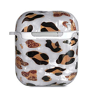 2019 Newest AirPods Case,J.west Luxury Sparkle Bling Leopard Print Cheetah Pattern Translucent Soft TPU Case Cover for Girls Women Shockproof Cover Accessories Kit for AirPods 1st/2nd Charging Case