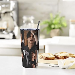 OAEWRE Gong Actors Yoo Stainless Steel Mug Insulated Tumbler Coffee Mugs with Lids and Straw Double Wall Vacuum Cup 20oz