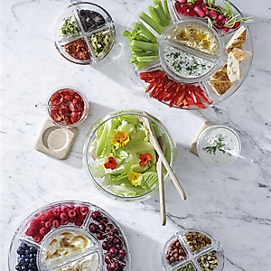 LSA International Serve Salad Set & Oak Base, Ø10.75 in, Clear