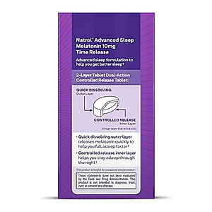 Natrol Advanced Sleep Melatonin 10mg, Dietary Supplement for Restful Sleep, Time Release Melatonin Tablets, 100 Time-Release Tablets, 100 Day Supply