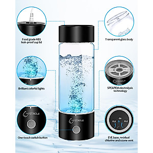 Hydrogen Water Bottle 2024, Hydrogen Water Bottle Generator with SPE PEM Technology Water Ionizer, Hydrogen Water Machine Improve Water in 3 Minutes for Home, Office, Travel, Daily Drinking(Black)
