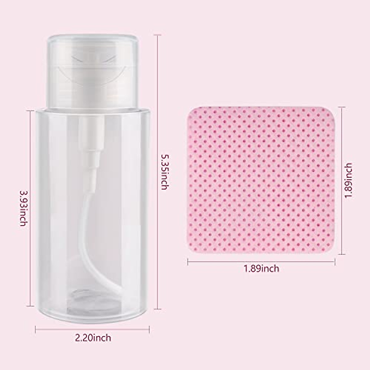 1080 PCS Pink Lint Free Nail Wipes, Eyelash Extension Wipes, Super Absorbent Soft Non-Woven with a Pump Dispenser Bottle Disposable Nail Polish Remover for Polish Clean Acrylic Nails Remover
