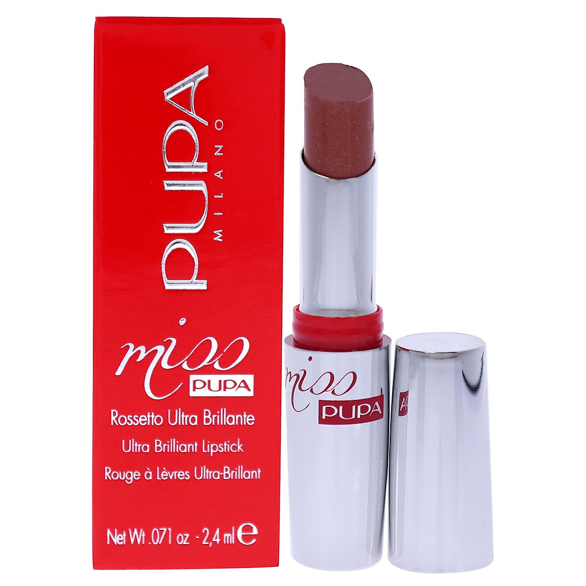 Pupa Milano Miss Milano Lipstick - Creamy, Ultra Pigmented Color For Lips - Nourishing Formula - Crystal-Effect Lipstick - Ultimate Boost Of Volume And Hydration - 600 Champagne - 0.071 OZ