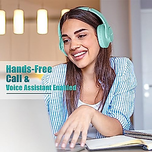 KVIDIO [Updated] Bluetooth Headphones Over Ear, 65 Hours Playtime Wireless Headphones with Microphone,Foldable Lightweight Headset with Deep Bass,HiFi Stereo Sound for Travel Work Cellphone (Green)